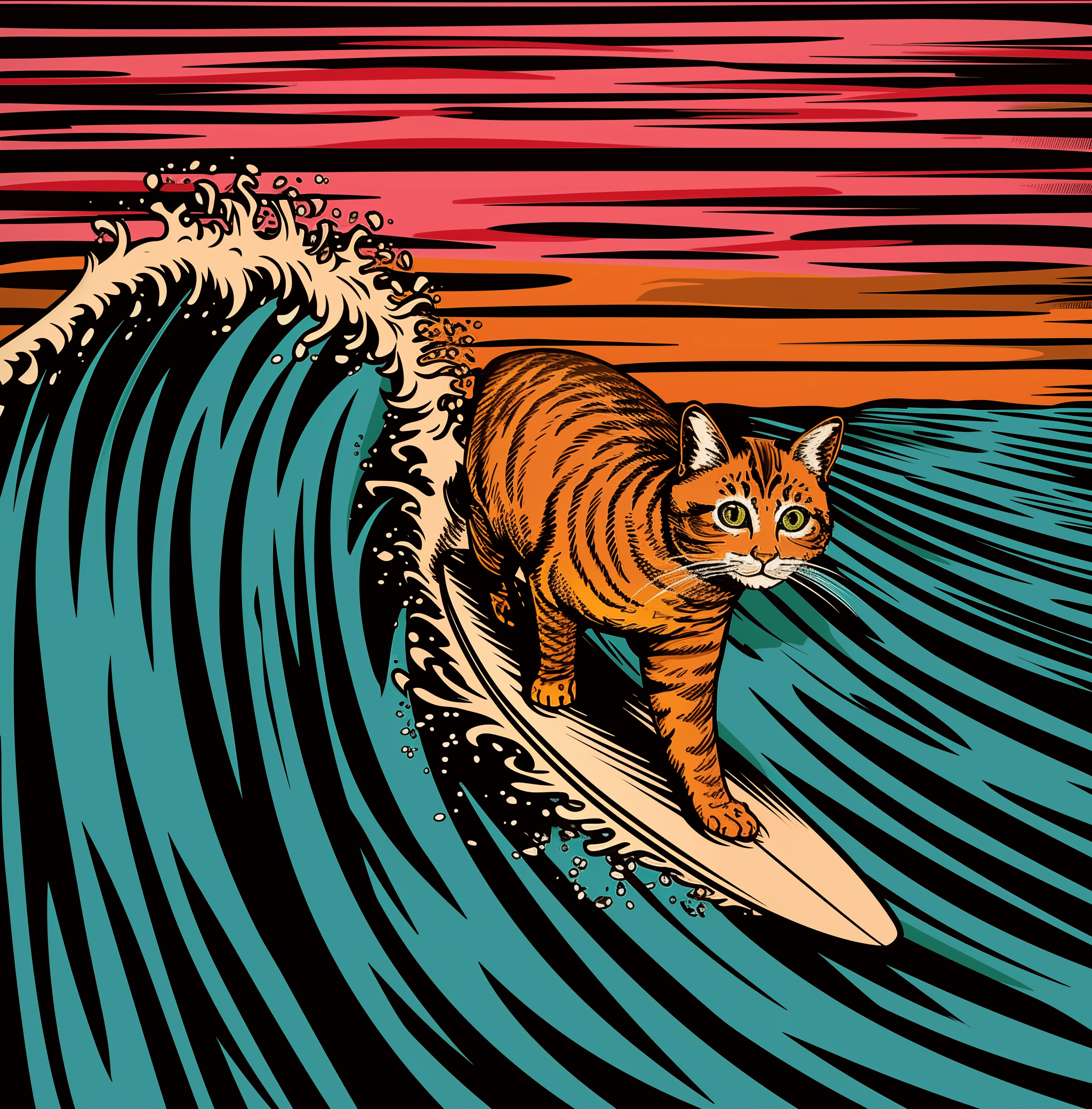 Surfer Cats - Discover AI-Generated Surfing Cat Images - Catsky